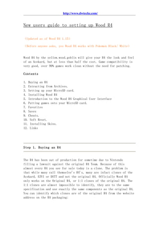 New users guide to setting up wood r4 | PDF