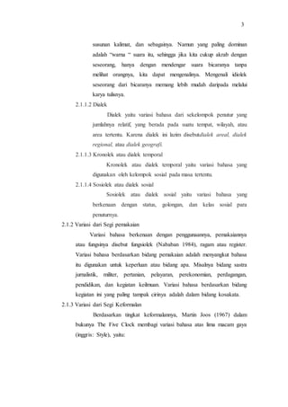 (New) variasi dan jenis bahasa [makalah kelompok 3] | PDF