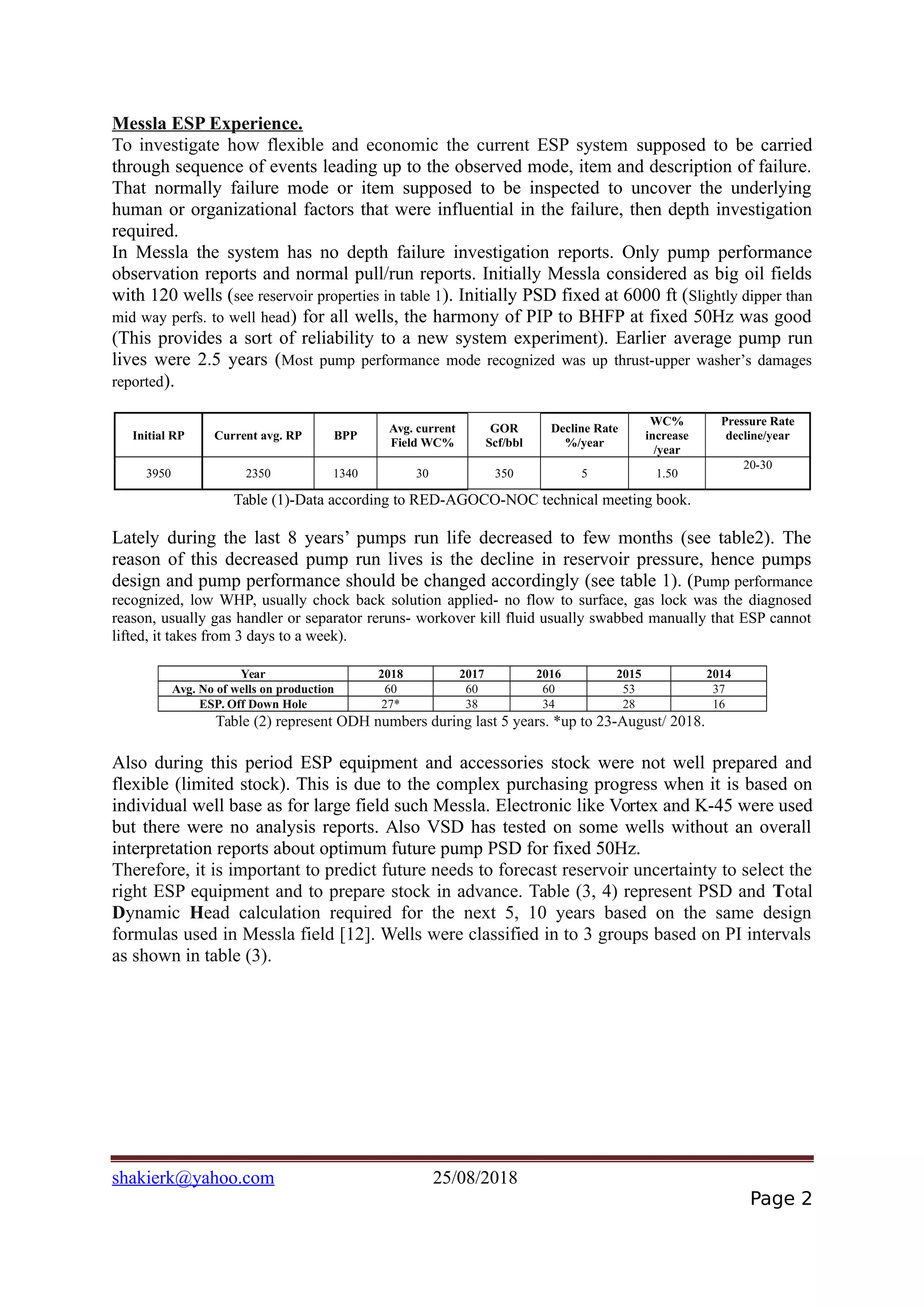 ESP in Messla Field | PDF