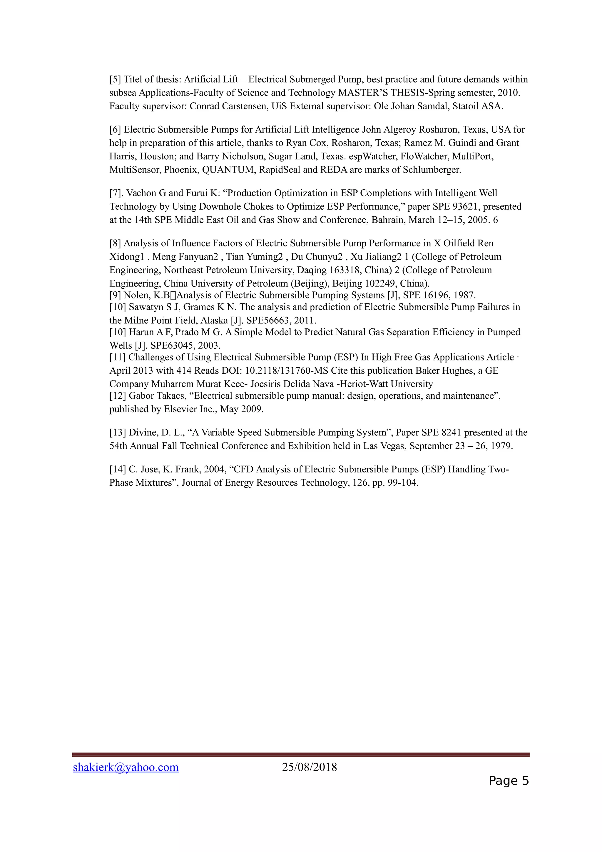 ESP in Messla Field | PDF
