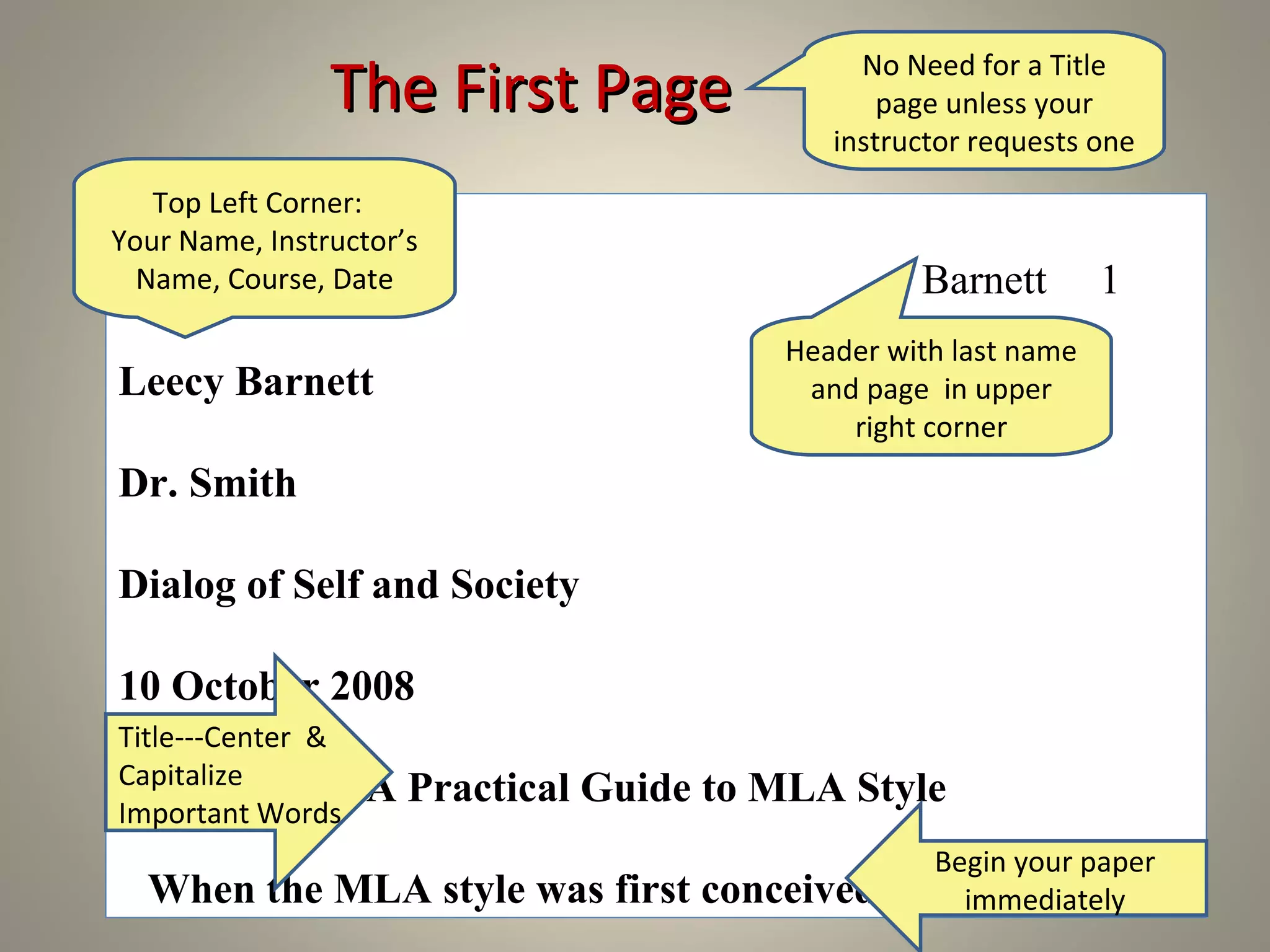 A practical guide to MLA style | PPT