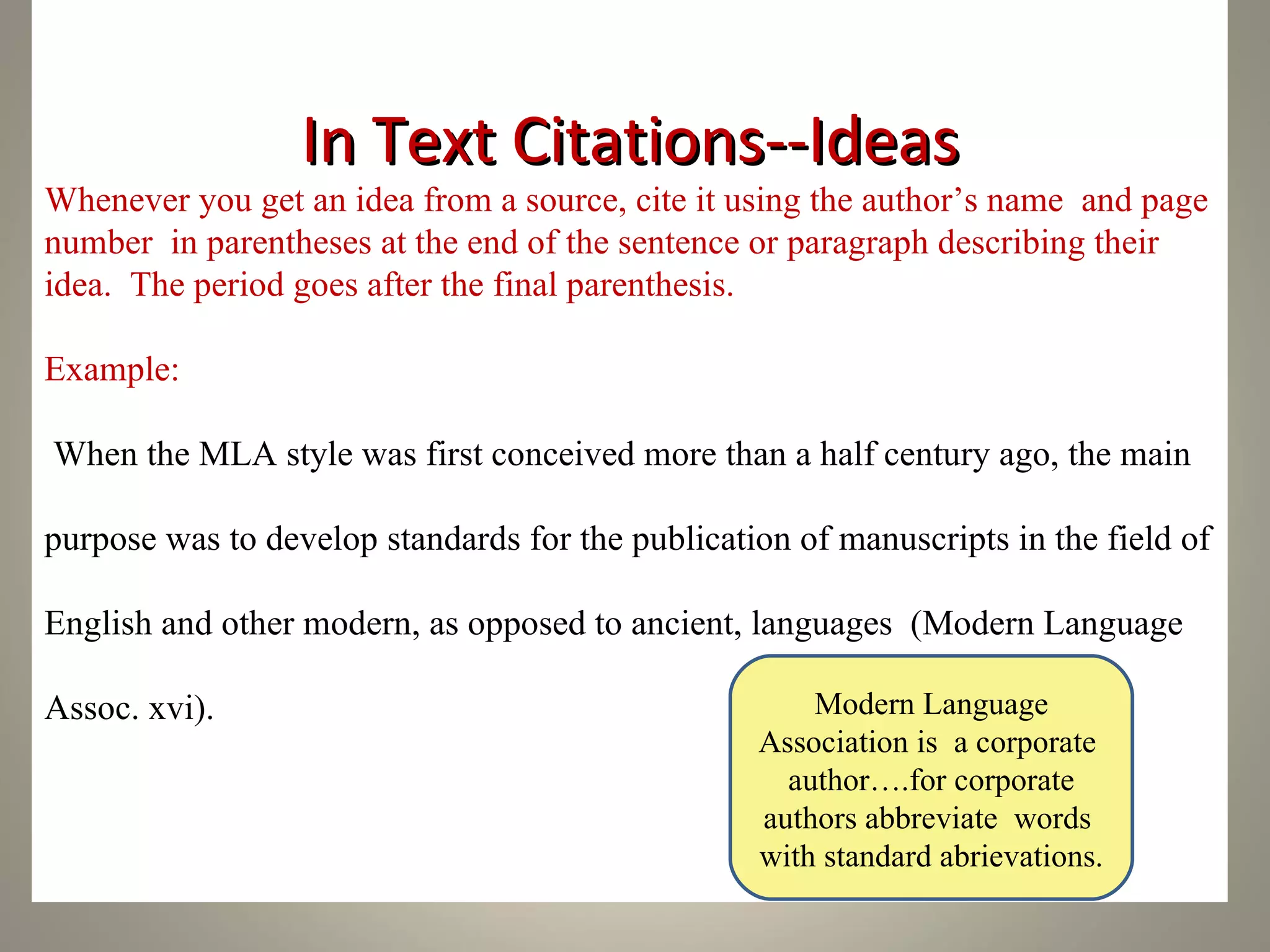 A practical guide to MLA style | PPT