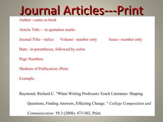 A practical guide to MLA style | PPT