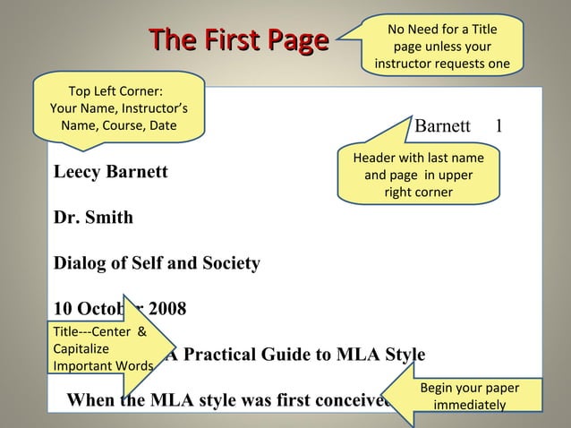 A practical guide to MLA style | PPT