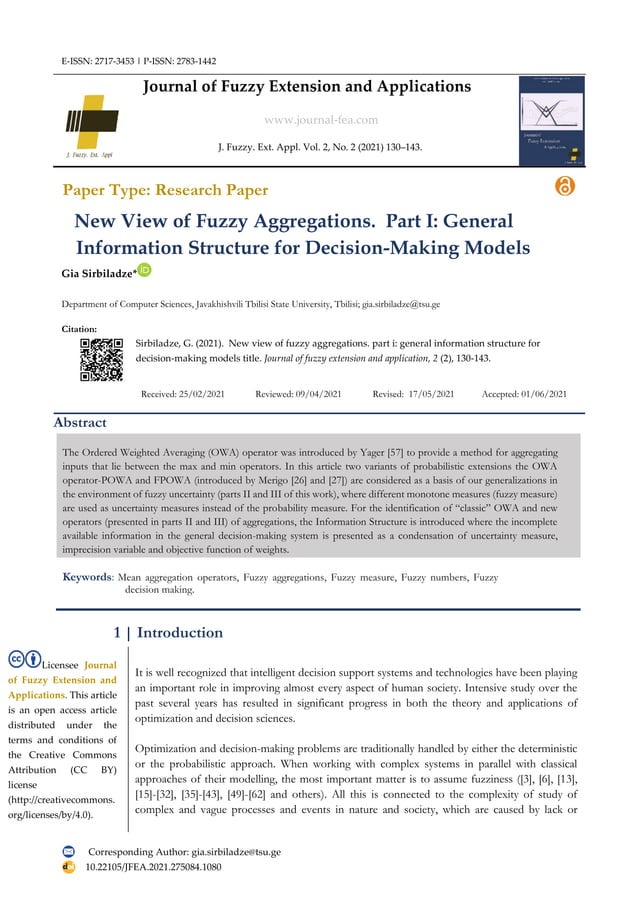 New view of fuzzy aggregations. part I: general information structure for decision-making models ...