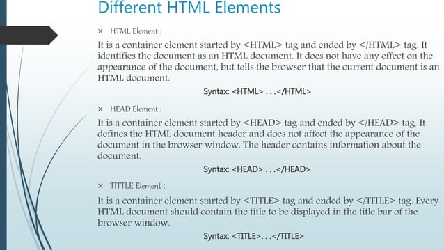 Web Application and HTML Summary | PPTX