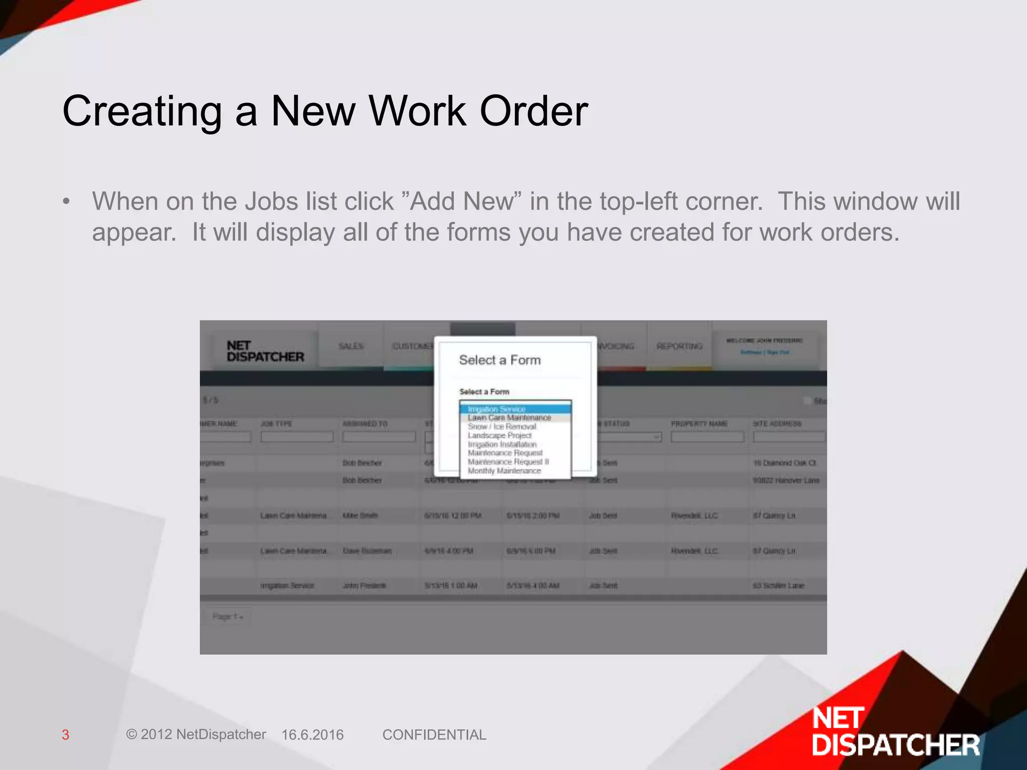 Creating a New Work Order | PPTX