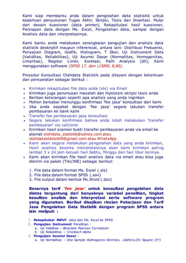 Jasa Olah Data Statistik | PDF