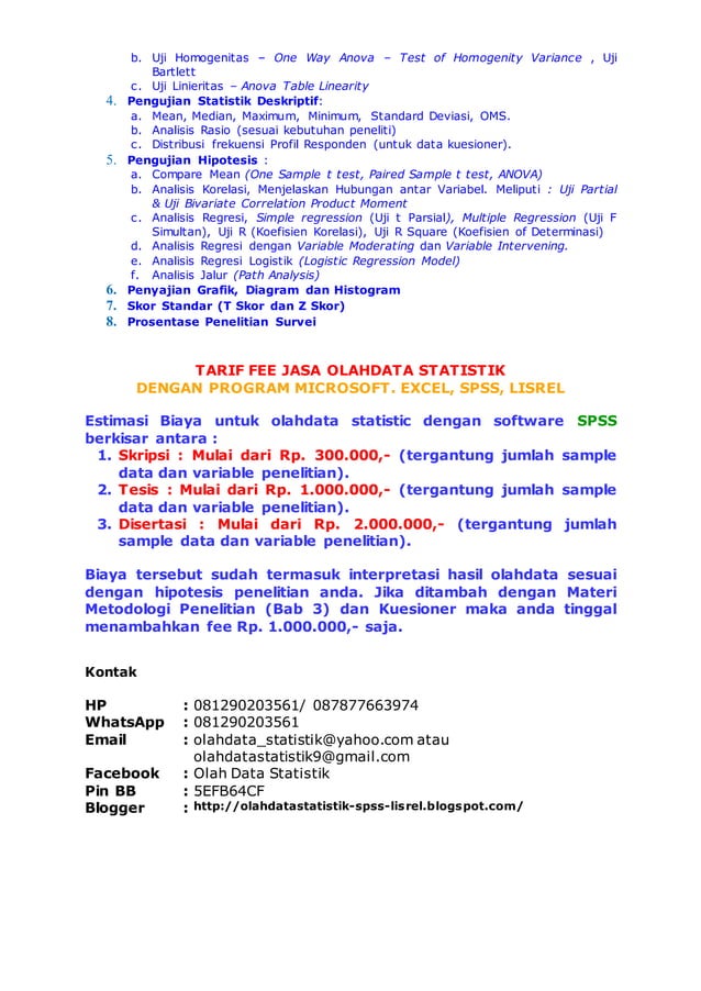 Jasa Olah Data Statistik | PDF