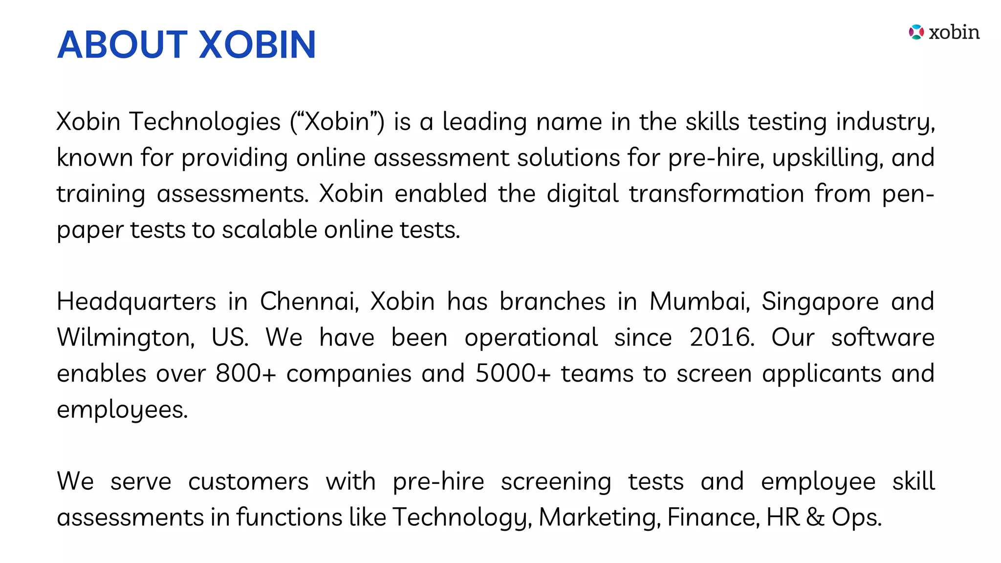 Xobin Assessment for Hiring Talents | PDF
