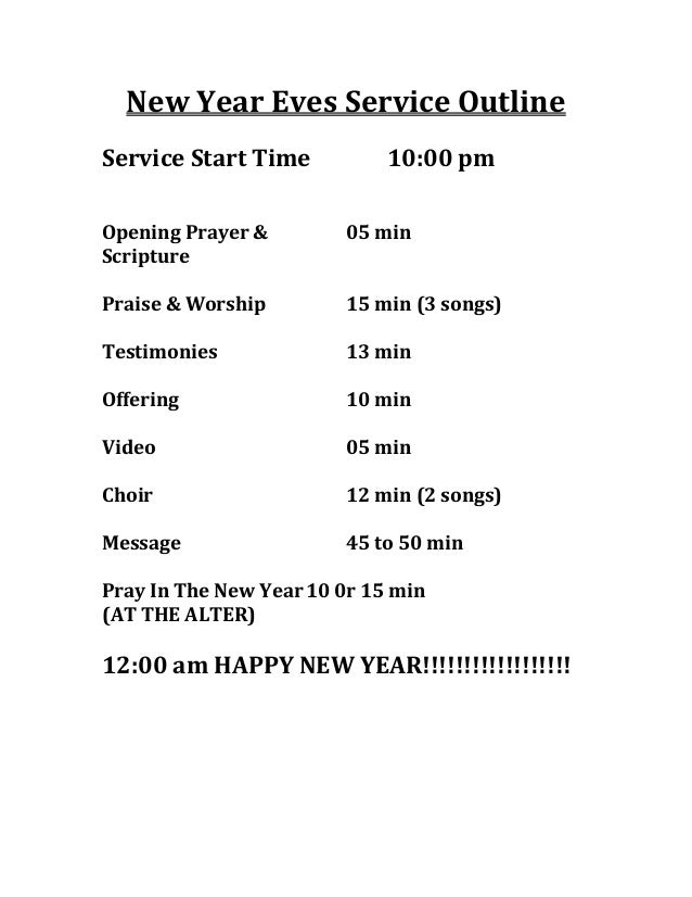 New year eves service outline