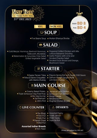 New Years Eve 2024 Dinner Buffet Menu The M Restaurant Bahrain.pdf ...