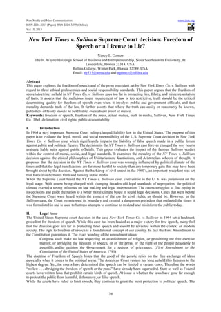 New york times v. sullivan supreme court decision freedom of speech or a license to lie | PPT
