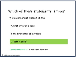 Y as a consonant and y as a vowel | PDF