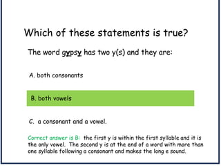 Y as a consonant and y as a vowel | PDF