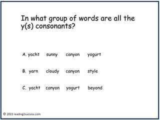 Y as a consonant and y as a vowel | PDF
