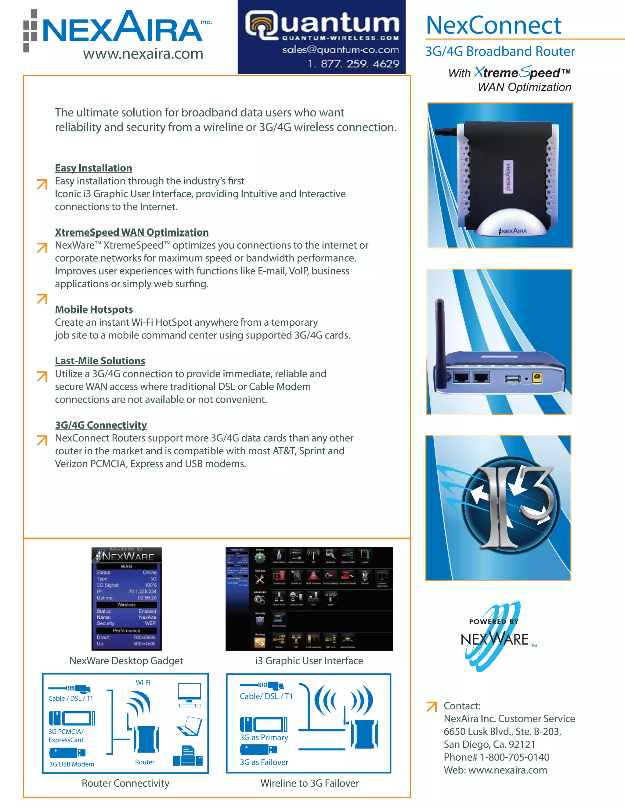 NexAira Consumer Class 3G/4G Wireless Broadband Router (Quantum ...