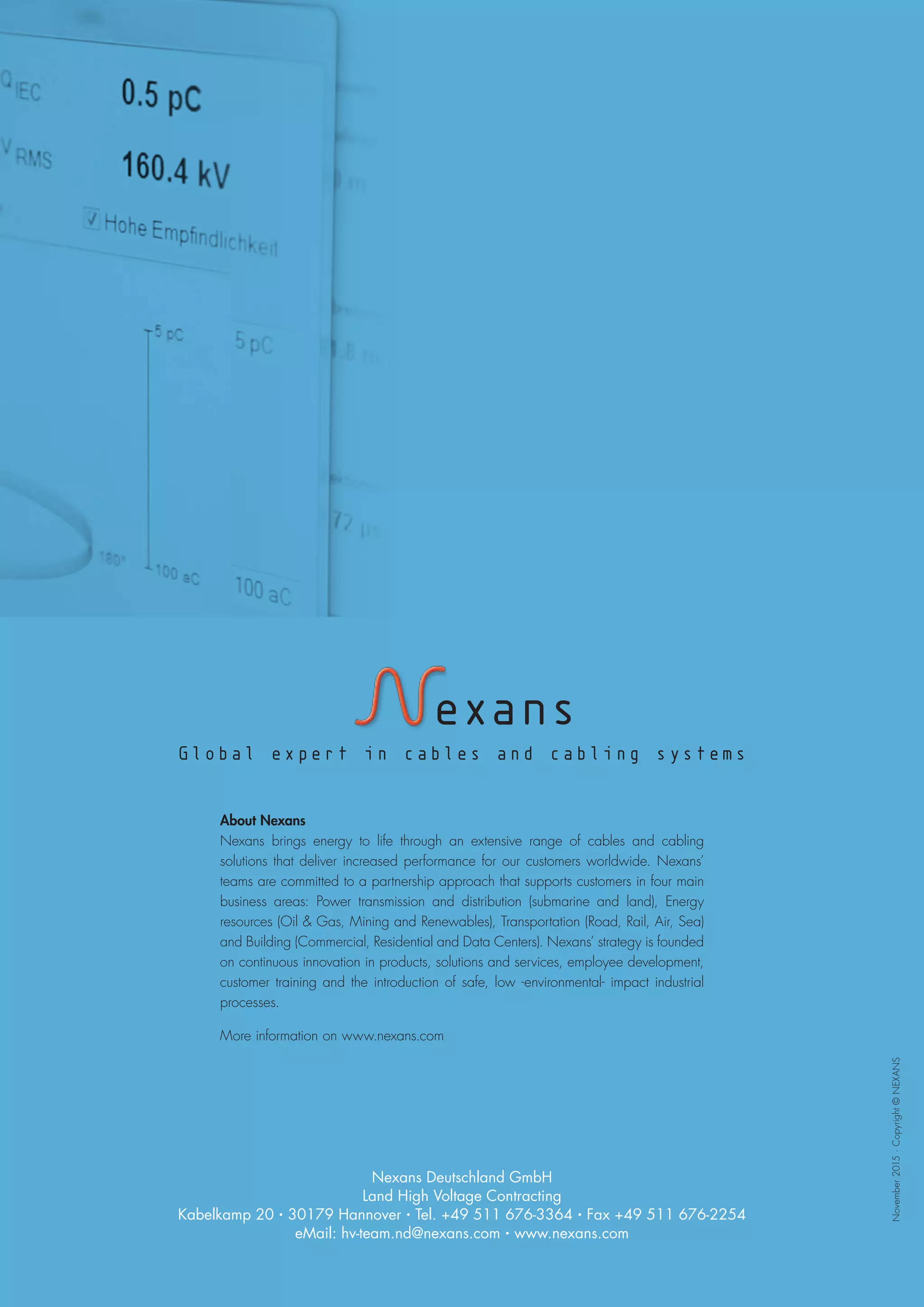 Nexans Cable Leads Keep High Voltage Energy Transmission Flowing - 110kV, 132kV & 220kV | PDF