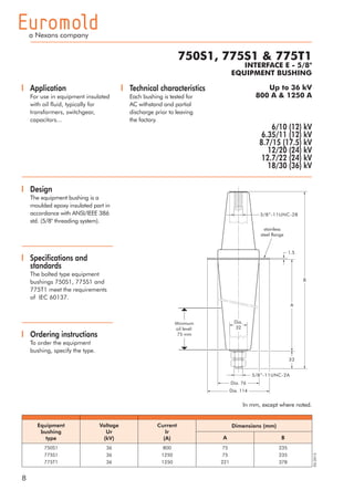 Nexans Euromold MV Separable Connectors & Bushings - Interface E | PDF