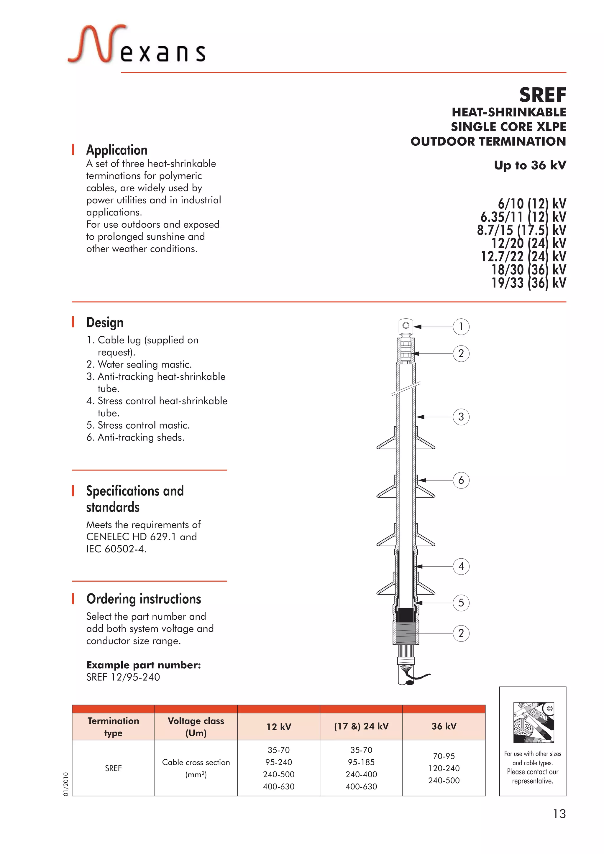 Nexans Heat Shrink Terminations Outdoor Single Core XLPE 6.6kV-11kV-33kV - Nexans SREF | PDF