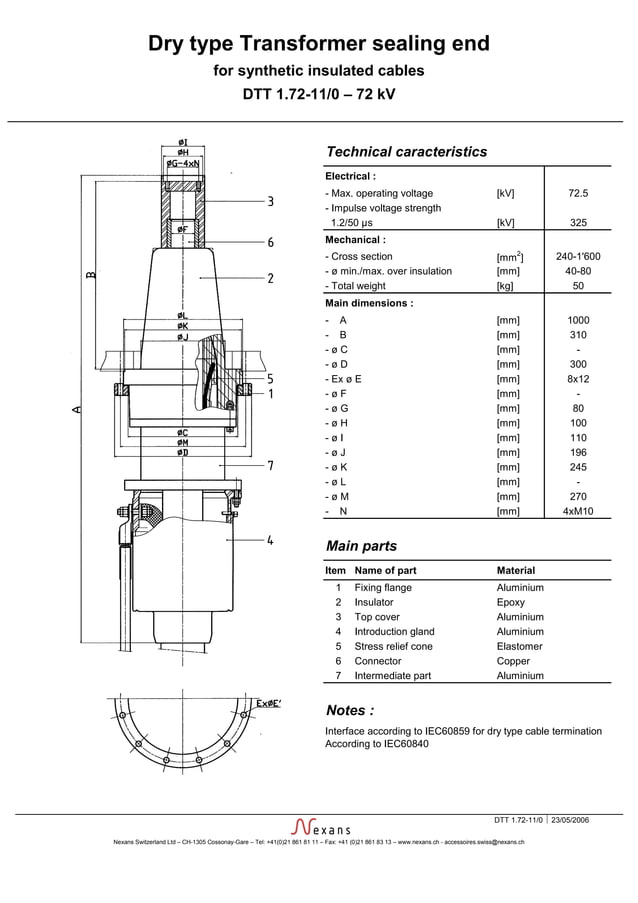 Nexans High Voltage (HV) Transformer Sealing Ends (IEC60840) - Dry Type ...