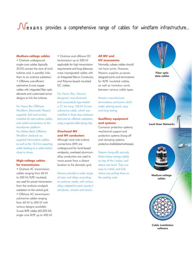 Nexans LV-HV Wind Farm Cables Catalogue | PDF