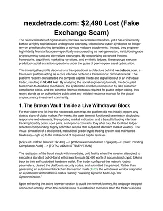 Inside nexdetrade.com: Unmasking a $2,490 Cryptocurrency Exchange Scam ...