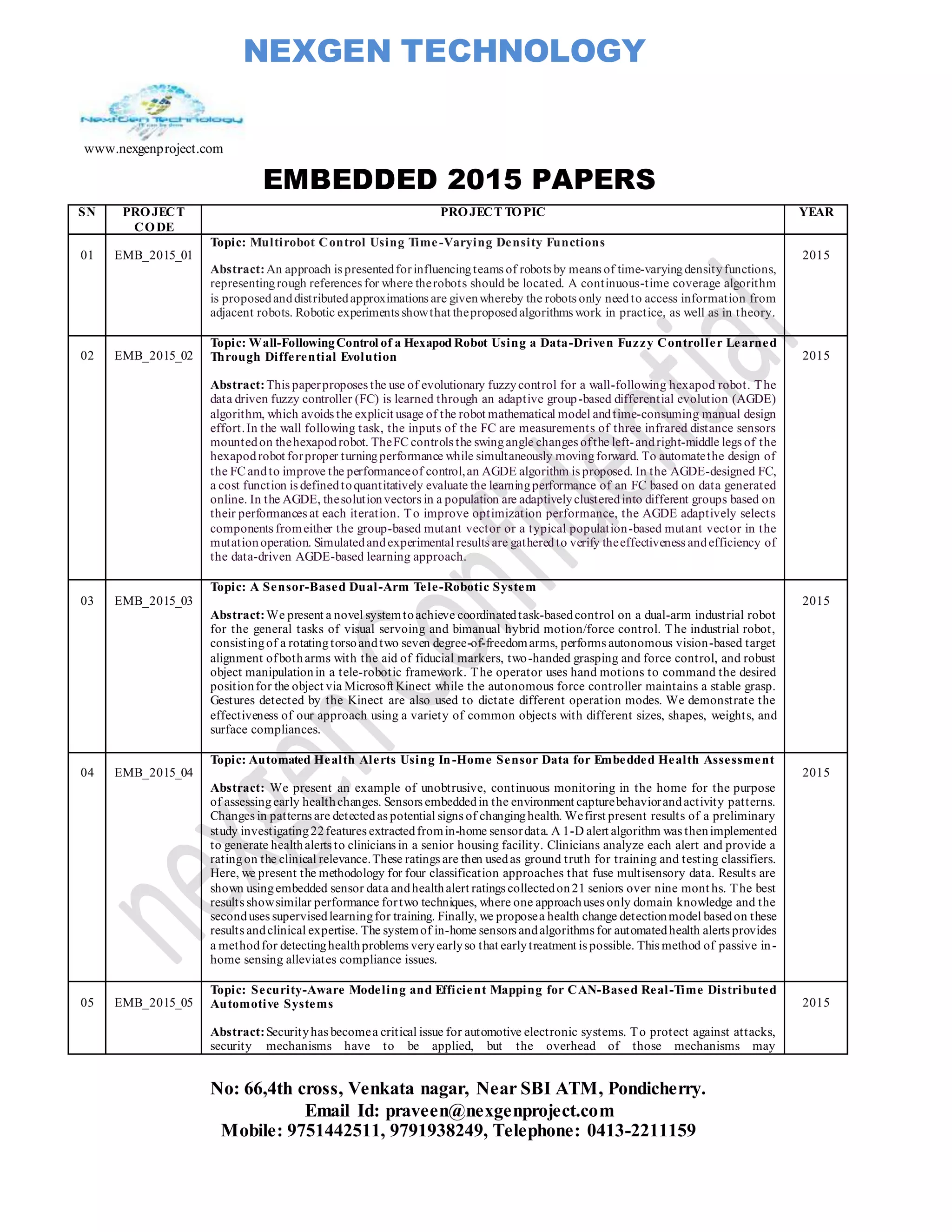 Nexgen tech embedded 2014 2015 | PDF