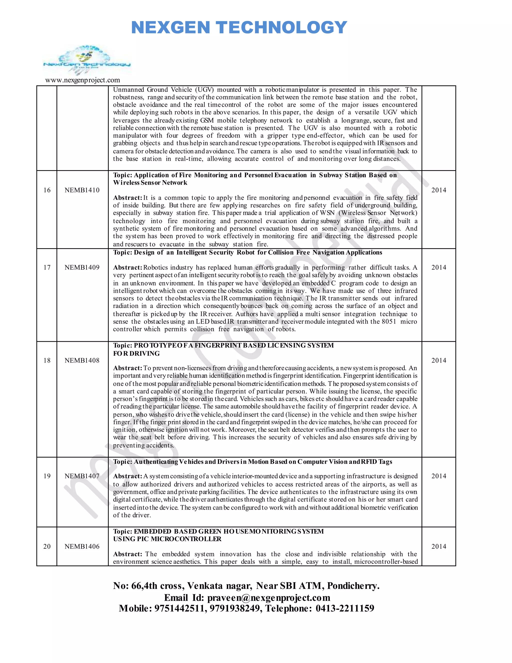 Nexgen tech embedded 2014 2015 | PDF