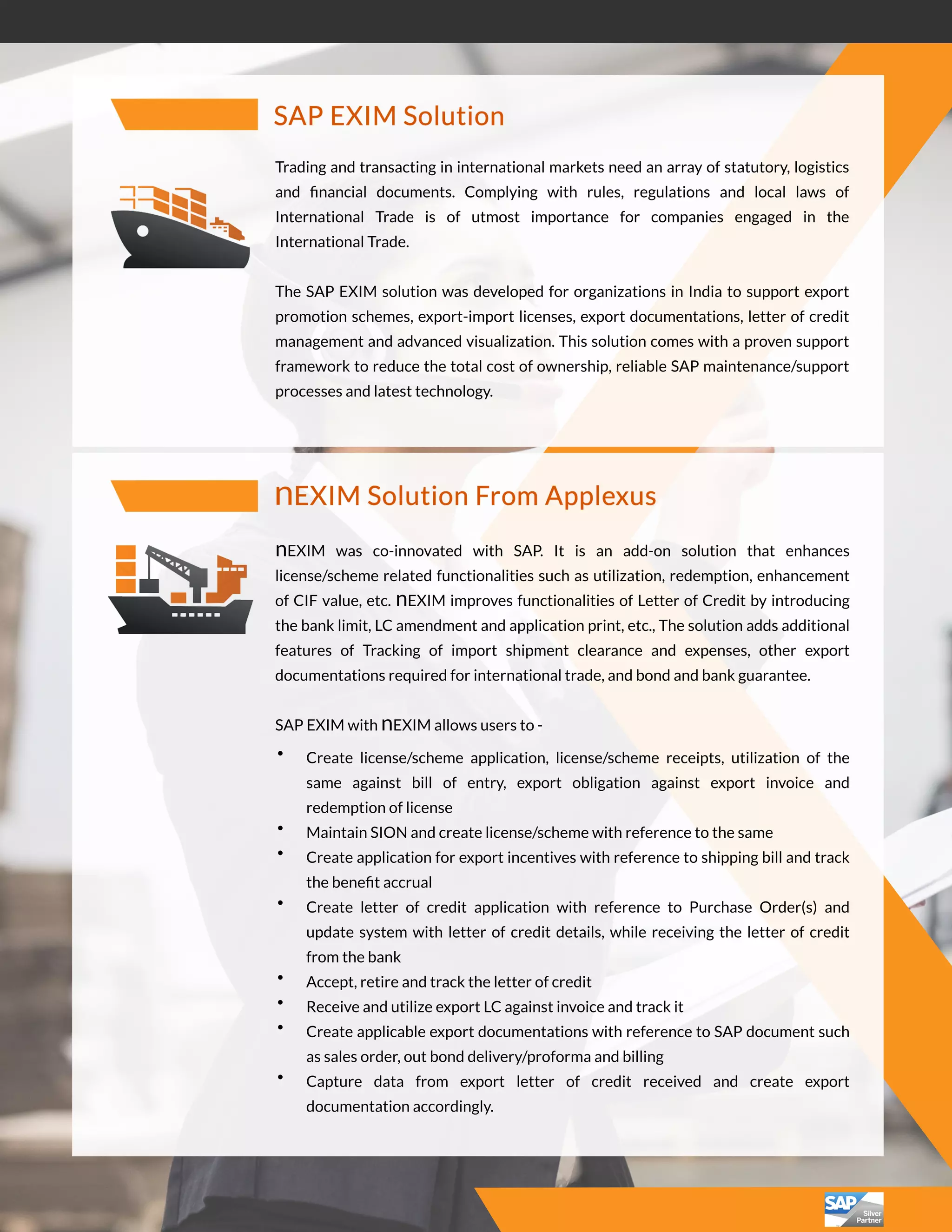 nEXIM for export import within SAP | PDF