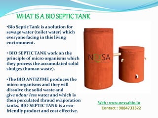 Nexsa Bio Septic Tank | PPTX | Biotech and Biomedical Industry | Industries