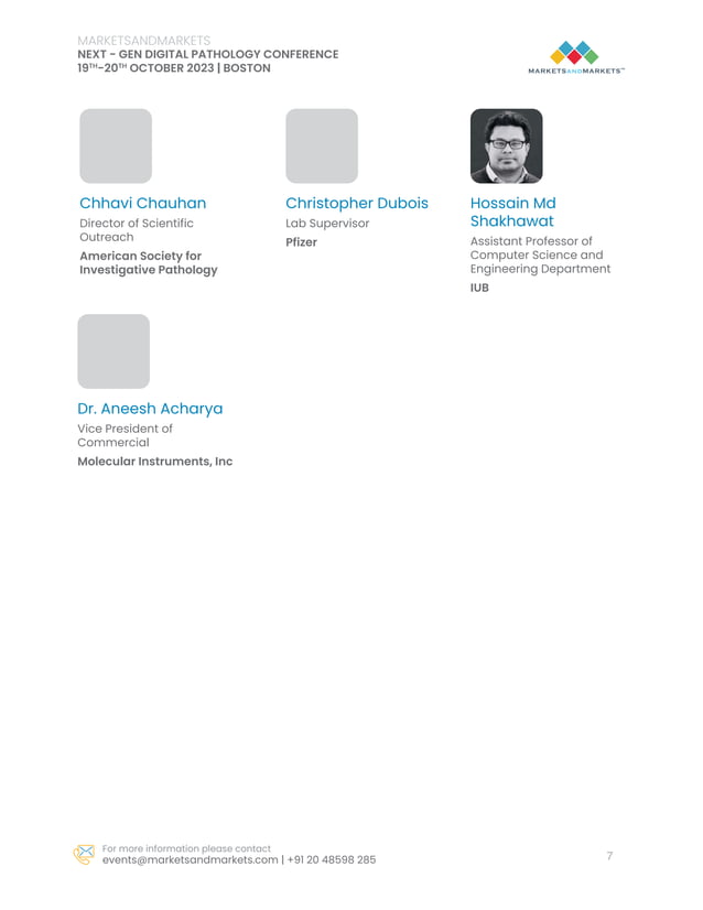 MarketsandMarkets Next -Gen Digital Pathology Conference - Boston | PDF