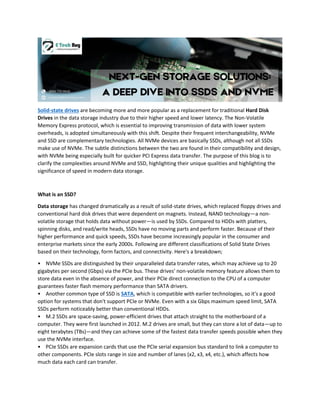 Next-Gen Storage Solutions: A Deep Dive into SSDs and NVMe | PDF