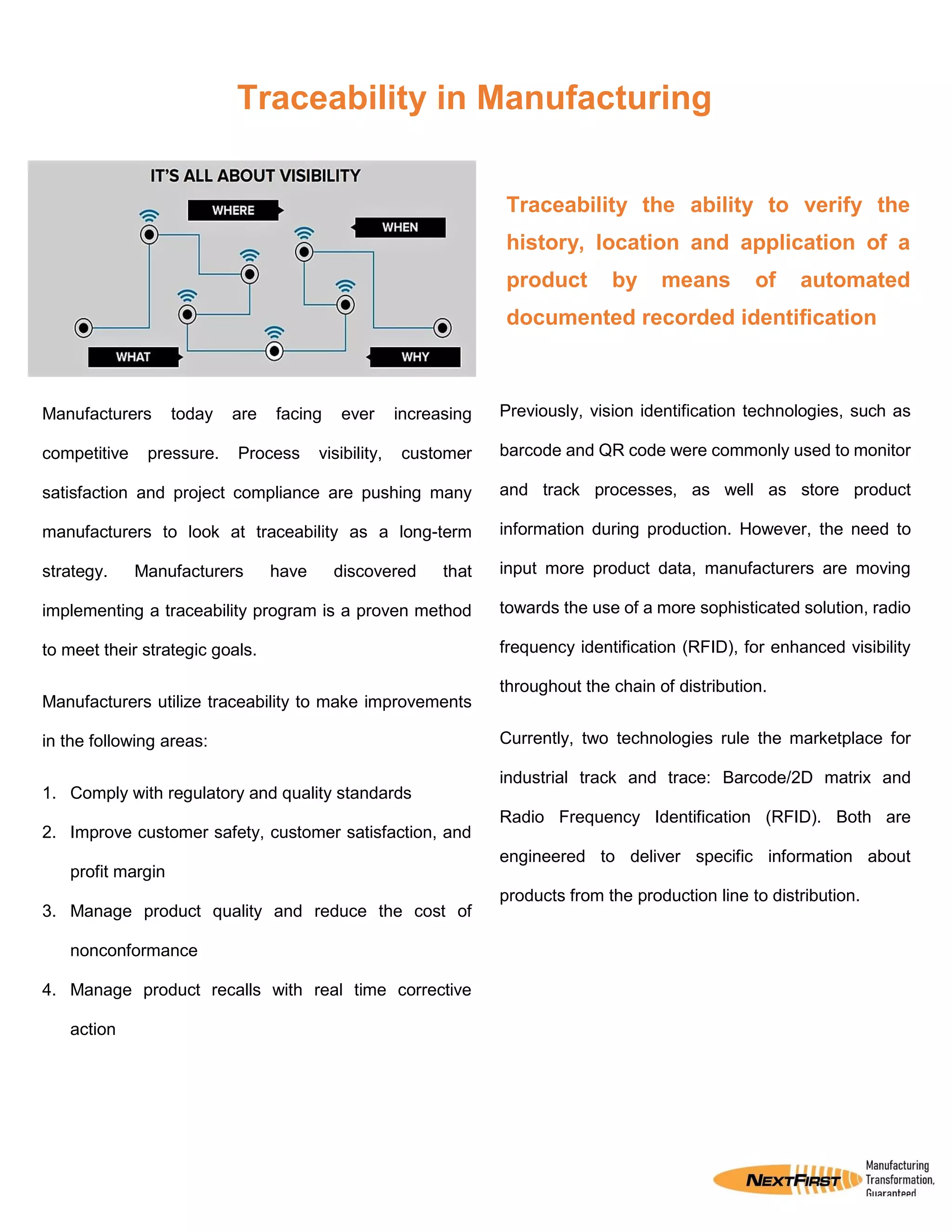 Traceability in Manufacturing | PDF