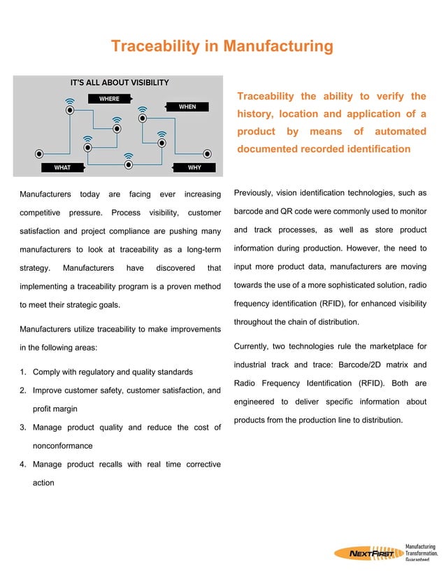 Traceability in Manufacturing | PDF