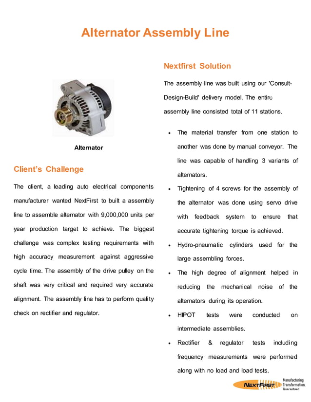 Alternator assembly line | PDF