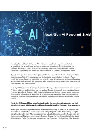 Next Gen AI Powered SIAM- Use Cases by Anurag Fuloria | PDF