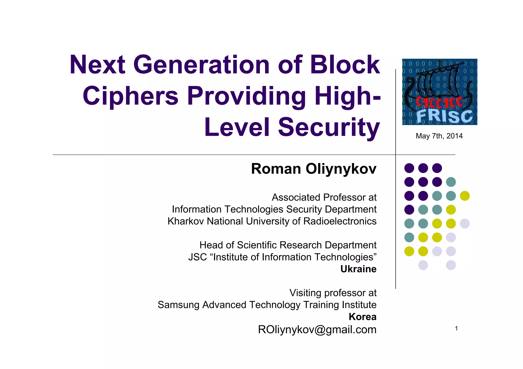 Next generation block ciphers | PDF