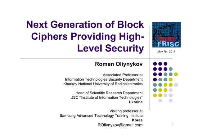 Next generation block ciphers | PDF