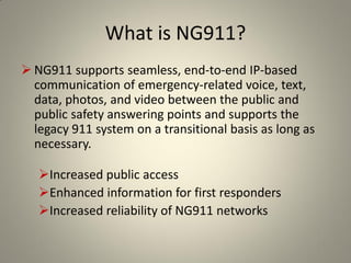 Next Generation 9-1-1 and broadband | PPT