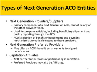Open Door Forum: Next Generation ACO Model - Financial Methodology and ...