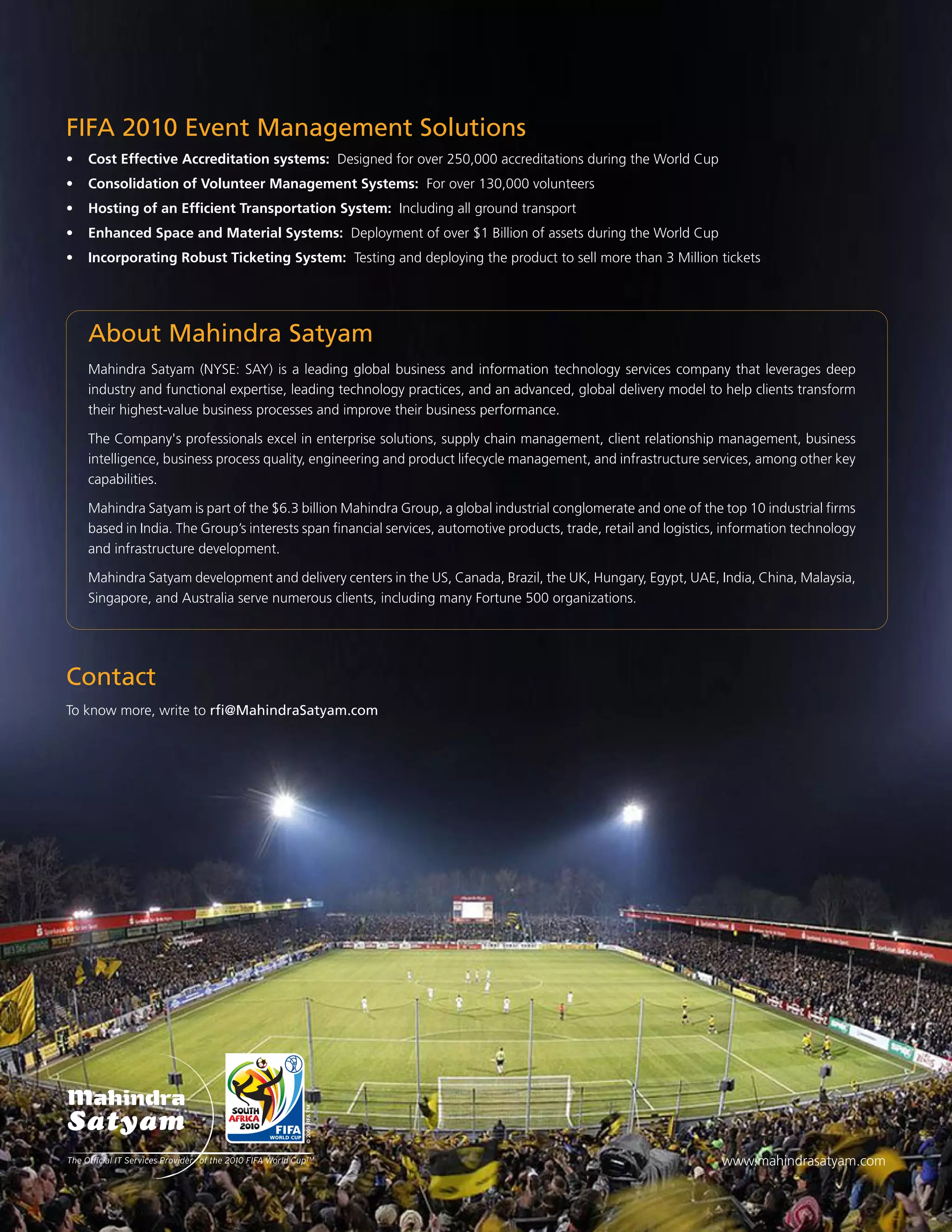 Delivering FIFA’s Next Generation Solution Platform for the 2010 FIFA ...