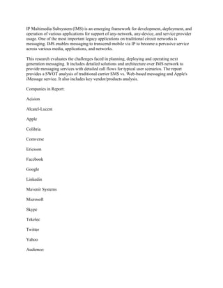 Next generation messaging over ims ‘aarkstore research.com’ | PDF