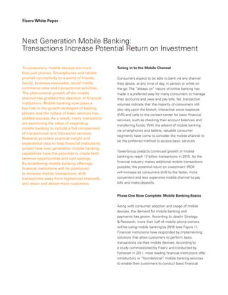 Next Generation Mobile Banking and Return on Investment | PDF
