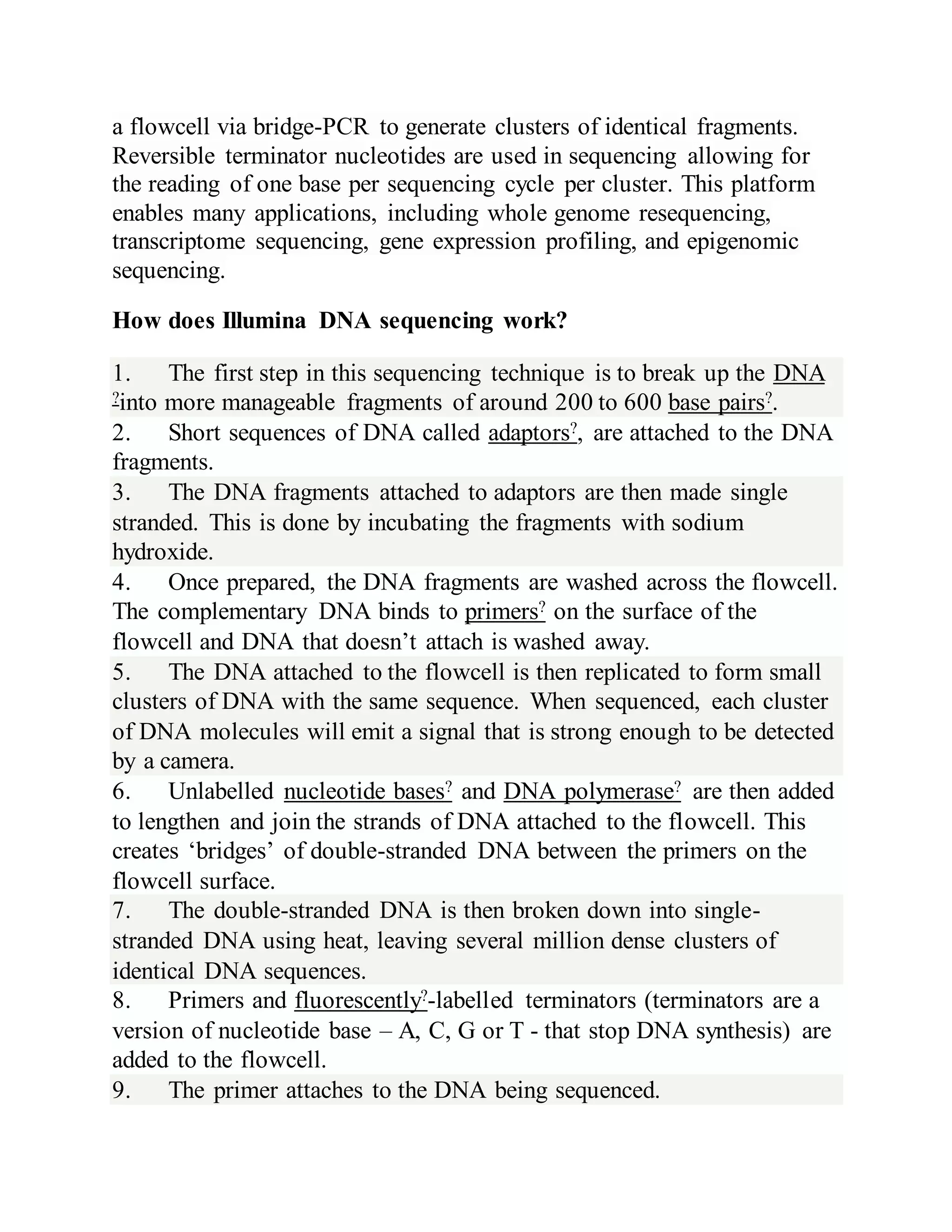 Next generation sequencing | DOCX