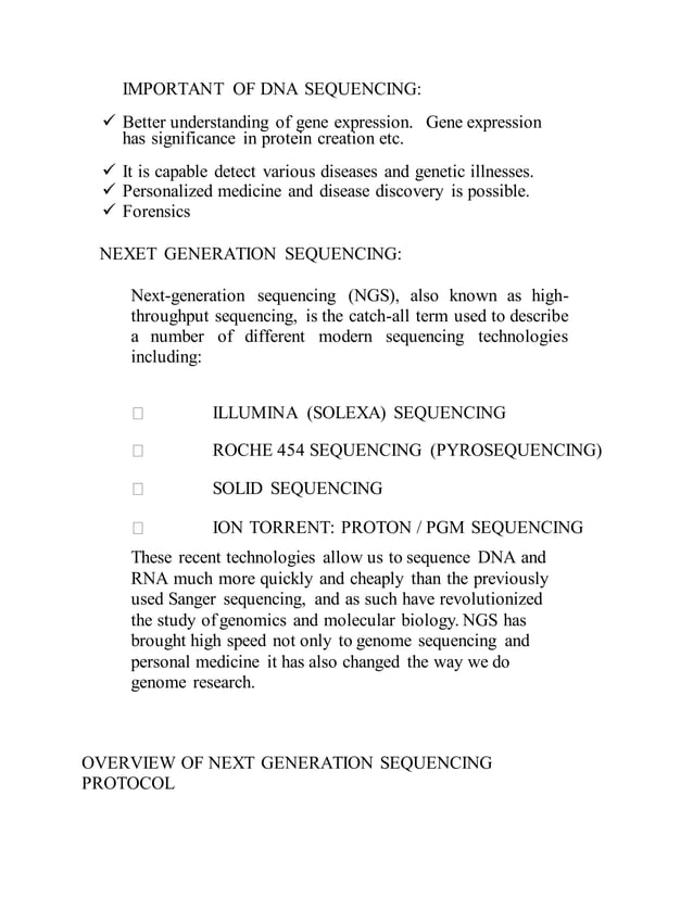 Next Generation Sequencing Docx Chemistry Science