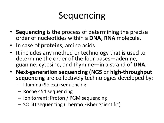 Next generation sequencing methods | PPTX | Chemistry | Science
