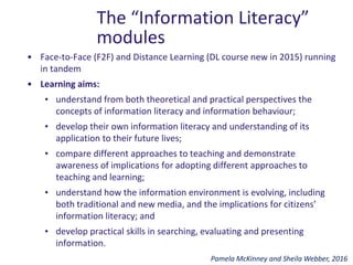 Teaching the next generation of Information Literacy educators ...