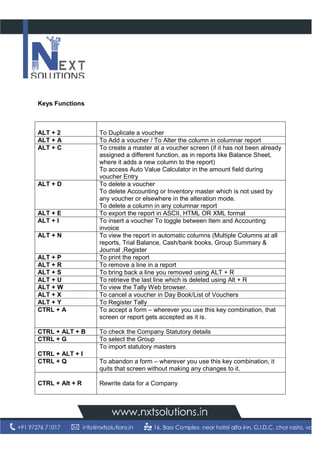 tally shortcut key | PDF