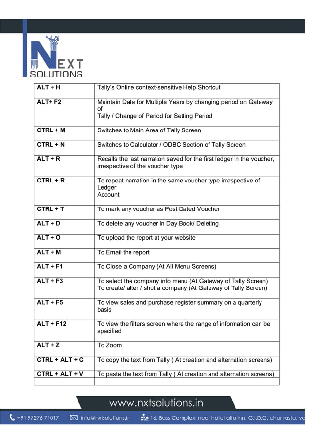 tally shortcut key | PDF